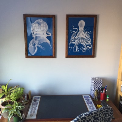 Blue Conch Shell Nautical Vintage Style Art Print Beach House - Etsy