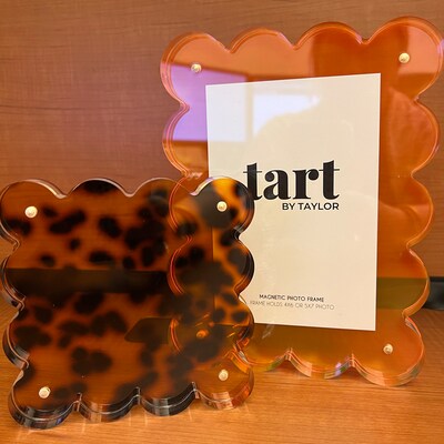 Neon Orange Scalloped Acrylic Picture Frame Freestanding With Gold ...