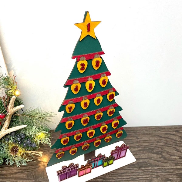 Christmas Tree Count Down Calendar, Advent Calendar, Rustic Christmas ...