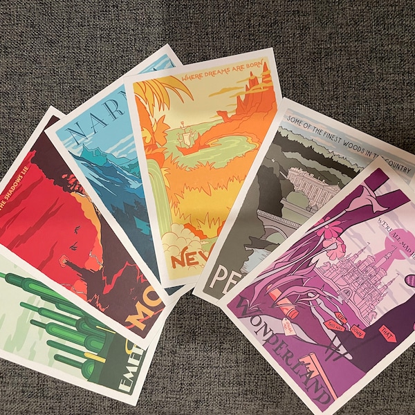 Fictional Travel Postcard Set | Literary Vintage Childhood Novels ...