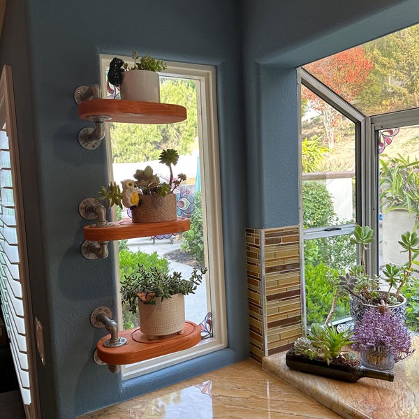 Swivel Shelf With Drip Groove for Window or Wall, Industrial Pipe Shelf ...