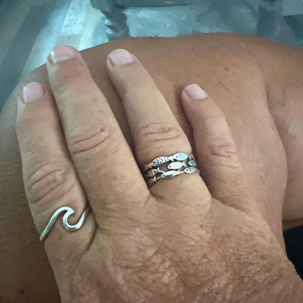 School of Fish Wrap Ring - Handmade, Ocean Inspired, Beach Jewelry, Sea ...