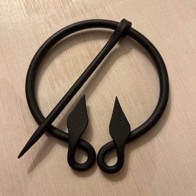 Hand-forged Twisted Black Iron Brooch, Penannular Brooch With Entwined ...