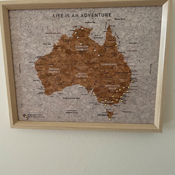 Australia Travel Map Cork Pin Board Desk Size - Etsy