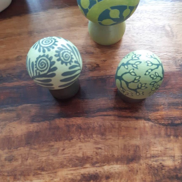 3 Hand Painted Wooden Fungi, Mushrooms, Toadstools, Botanical Themes ...