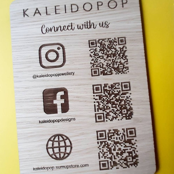 Handmade Wooden Social Media Sign | Custom QR Codes for Website ...