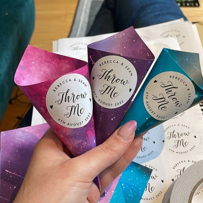 Personalised Throw Me Sticker, Confetti Wedding Label, Wedding Favour ...