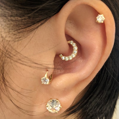14k Solid Gold Daith Piercing,septum,crown Clicker..16g..8mm - Etsy