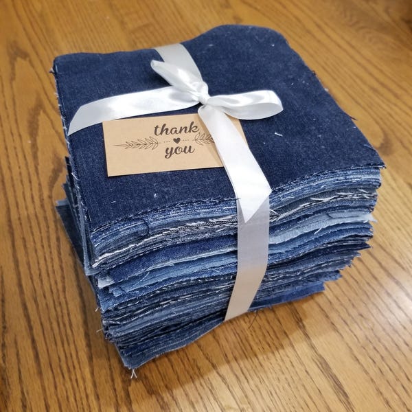 Reclaimed Denim Squares: Precut Cotton Patchwork Quilt Blocks, 2-1/2, 4 ...