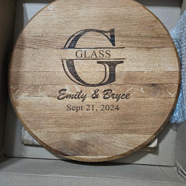 Engraved Wedding Sign Guest Book Bourbon Barrell Head, Personalized ...