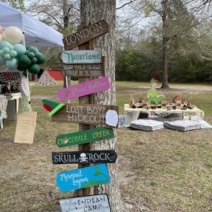 Customized Directional Sign Wooden Mile Marker Peter Pan Neverland ...
