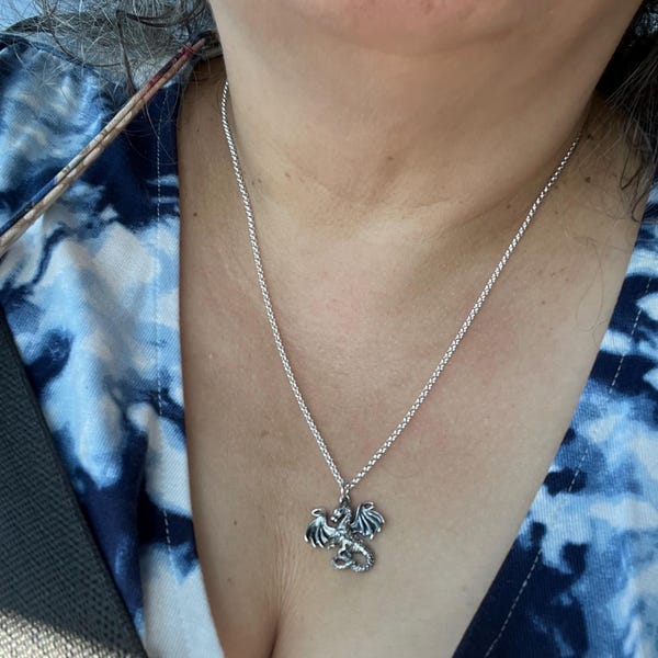 Sterling Silver Dragon Necklace, Silver Dragon Pendant Necklace ...