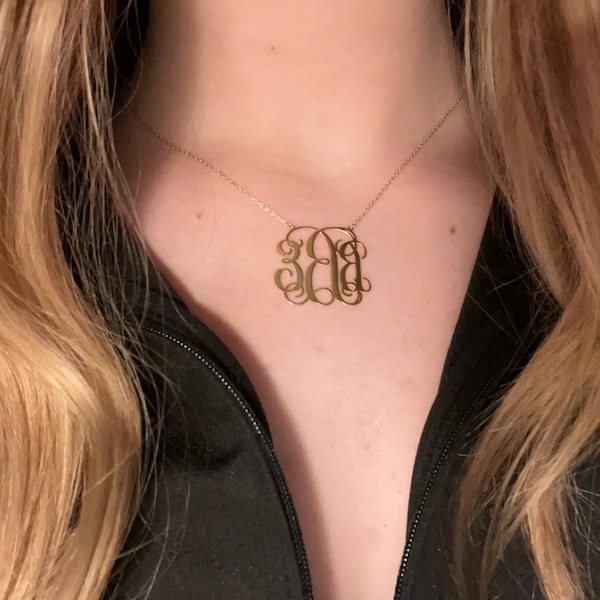 14k Gold Monogram Necklace,personalized Necklace,personalized Jewelry ...