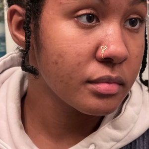 14K Gold Tiny Fake Nose Ring Gold Fake Nose Ring Gold Faux | Etsy