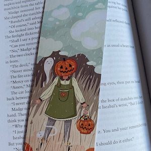 Halloween Pumpkin Bookmark Spooky Cute Autumn Aesthetic Illustration ...