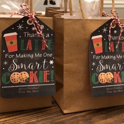 Christmas Gift Tags, Thanks a Latte for All You Do, Printable Holiday ...