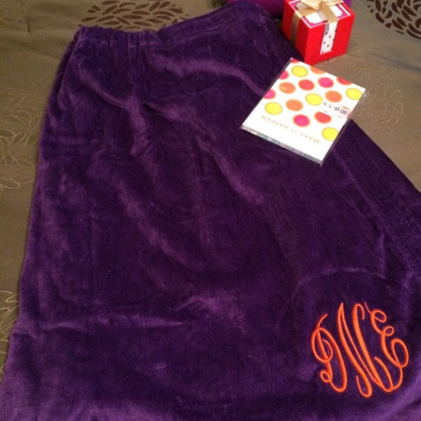 Monogrammed Terry Velour Spa Wrap, Personalized Towel Wrap, Custom ...