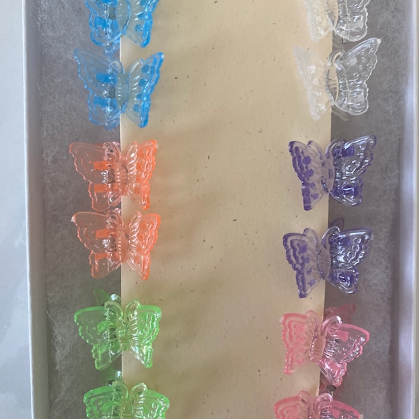 Butterfly Clips 12 Pc Set 3/4"x3/4", 1990s Butterfly Clips, Multi-color ...