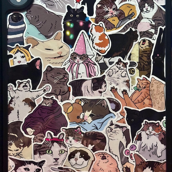Cursed Cat Meme Sticker Sheet – Sad Cat Sticker, Funny Meme Sticker ...
