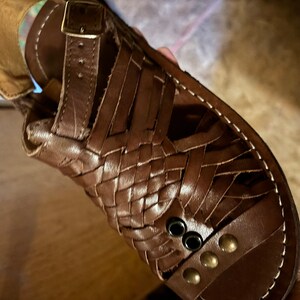 GRUESO Men's Mexican Huarache Sandals BEIGE All Sizes Handwoven Leather ...