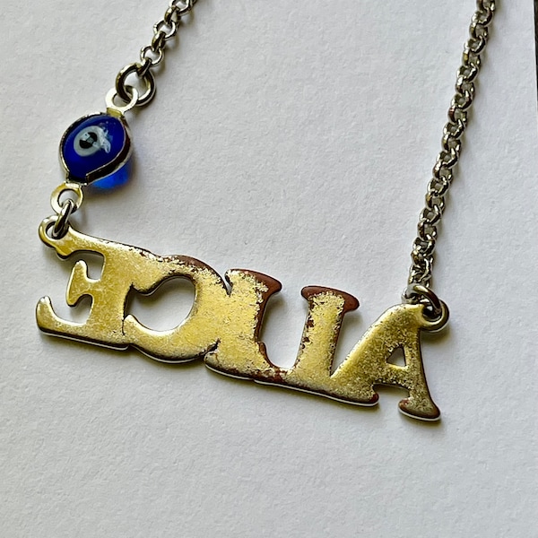 Personalized Name Necklace With Evil Eye, Gold Plated Nameplate Jewelry ...