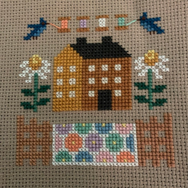 4x4 Tulip Quilt Saltbox Prim House Crossstitch Pattern Instant Download ...