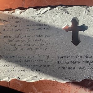 Personalized Cross Memorial Stone Sympathy Condolences Garden Marker ...