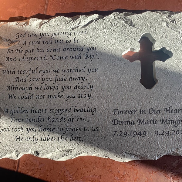 Personalized Cross Memorial Stone - Sympathy - Condolences - Garden ...