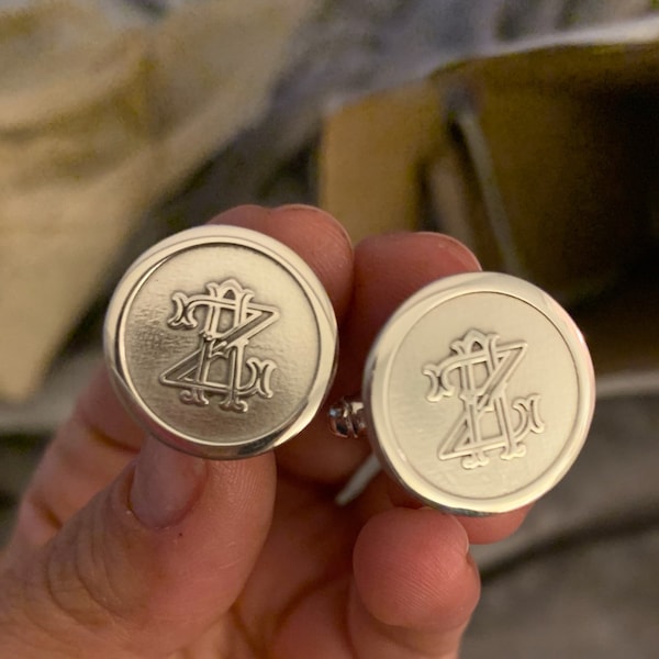 Silver Personalised Monogram Cufflinks, Engraved Cufflinks, Custom ...