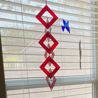 Red Stained Glass-stained Glass Suncatcher-stained Glass Mobile-red ...