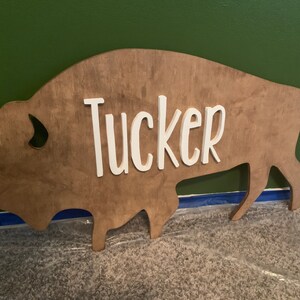 Larger Bison Wood Sign Buffalo Custom Name Sign Nursery - Etsy