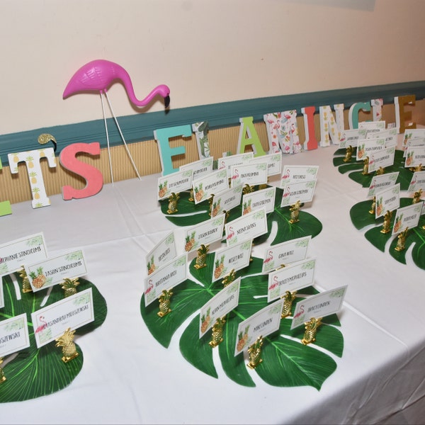 Flamingo Pineapple Place Card Food Label Diy EDITABLE PRINTABLE ...