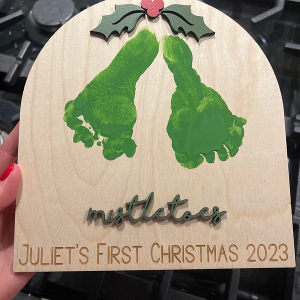Mistletoes Baby Footprint Mistletoe Craft Baby's First Christmas Craft ...