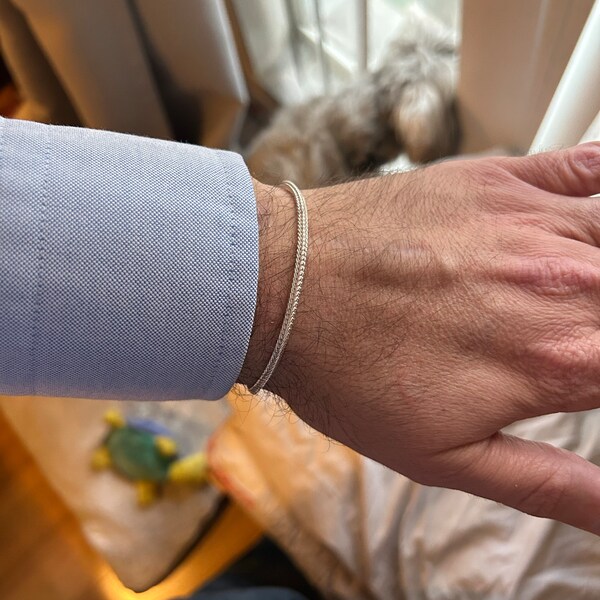 2.5mm FOXTAIL Chain Bracelet, Clasp Hook With Dots or Fleur De Lis ...