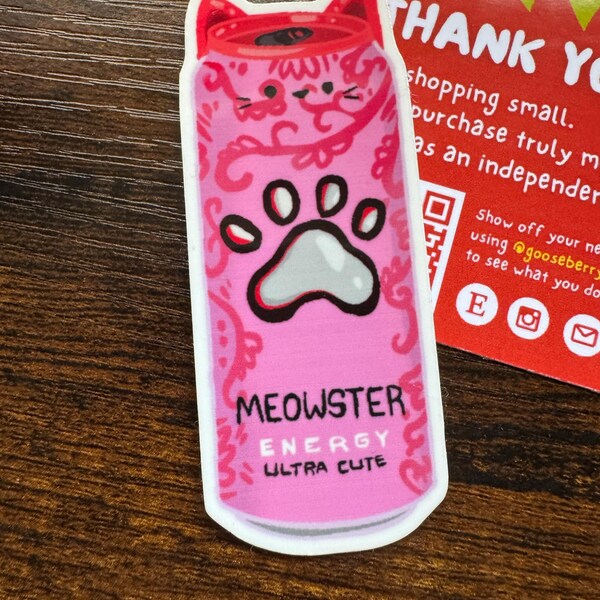 Cute Meowntain Mew Sticker | Cat Soda Sticker | Water Resistant Sticker ...