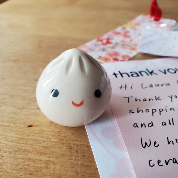 Cute Handmade Ceramic Dumpling. Happy Soup Dumpling. Adorable Gyoza ...
