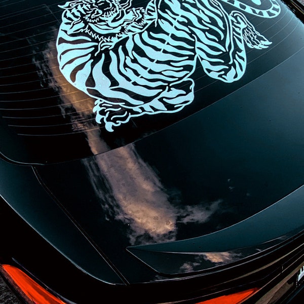 Crawling Tiger Decal Sticker / Drawn by Hand / Window Body Windshield ...