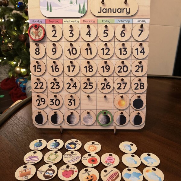 Montessori Calendar Wooden Calendar for Kids Montessori Circle Time ...
