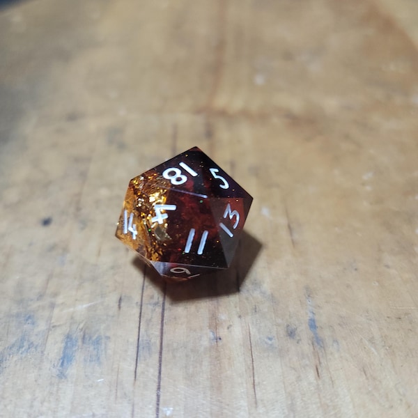 Fireheart Red and Black Gold Dice, Fire Dice, Handmade Resin Sharp Edge ...