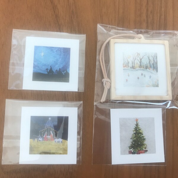 PRINTED Mini 1" Winter Christmas Holiday December Snow, Nativity, Xmas ...