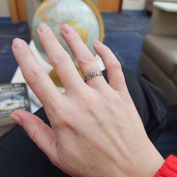 Mini Taphophile Ring in Sterling Silver Memento Mori Skull - Etsy