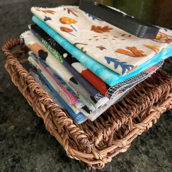 Reusable Napkins - Single-ply Cotton Flannel - Random Prints | Cloth ...