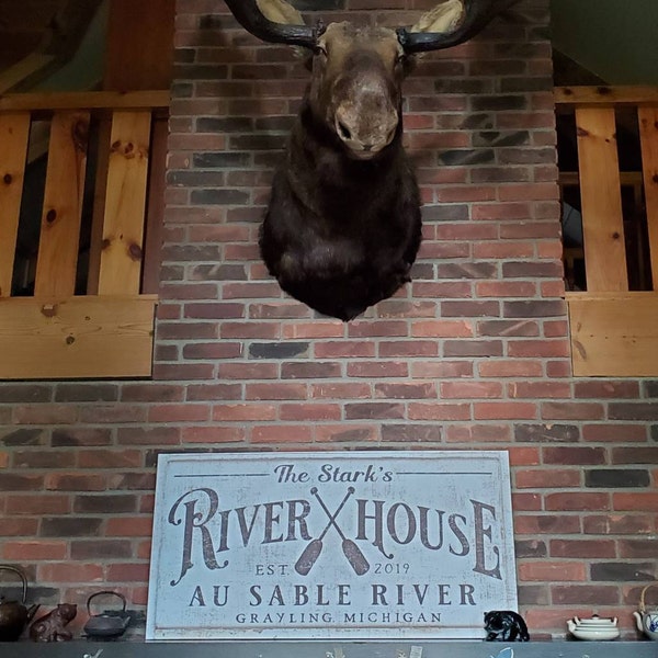 Custom River House Sign Modern Farmhouse Wall Decor Family Name Sign ...
