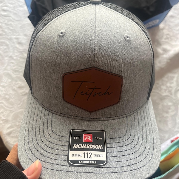 Custom Leather Patch Trucker Hat: Personalized Groomsmen Gift - Etsy