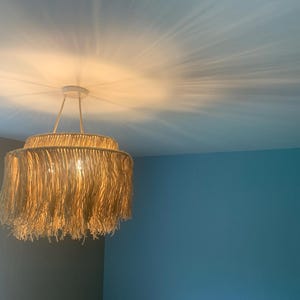 Fringe Pendant Light, Cotton Pendant Light Fixture, Boho Light, Nursery ...