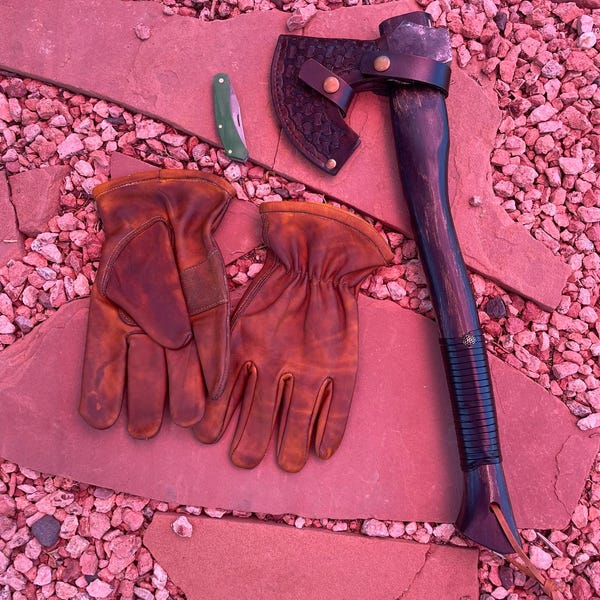 Handcrafted Fire Resistant Leather Gloves, Bushcraft Biker Work Gloves ...