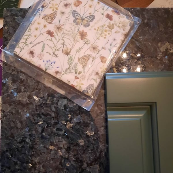 Wildflower Botanical Butterflies Ceramic Tile - Decorative Kitchen ...
