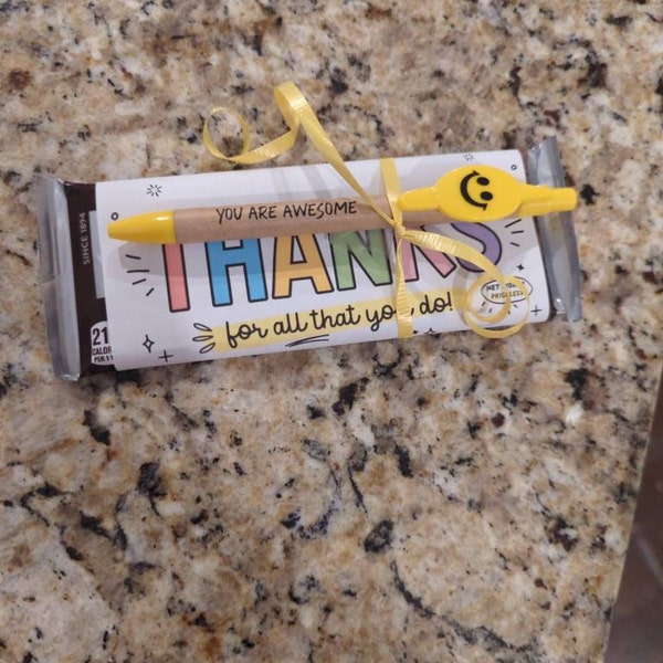 Thank You Gift Chocolate Bar Wrapper INSTANT DOWNLOAD Teacher Week ...