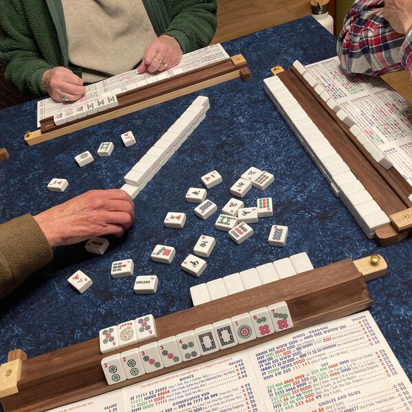 Walnut & Maple Mahjong Racks With Pivoting Pushers - Etsy