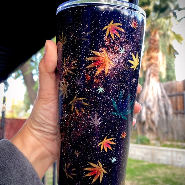 Pink Cannabis Leaf Themed Tumbler 20oz Stoner Gift - Etsy